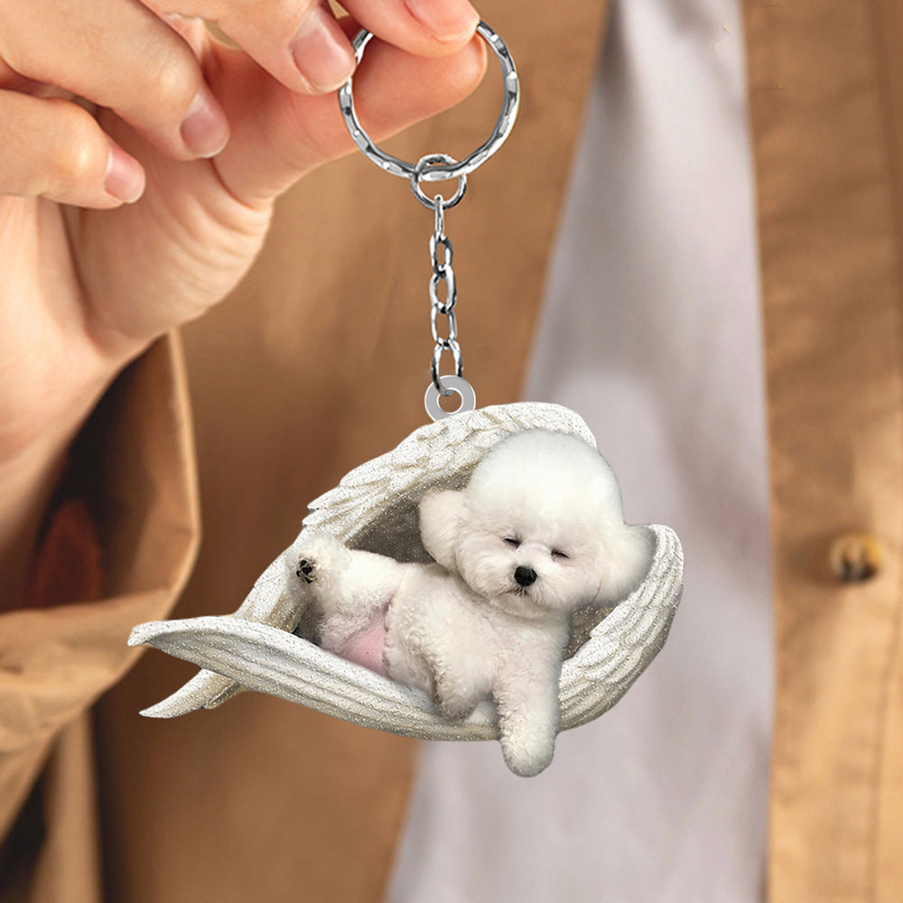 Bichon frise Sleeping Angel Acrylic Keychain – wellstuff.shop